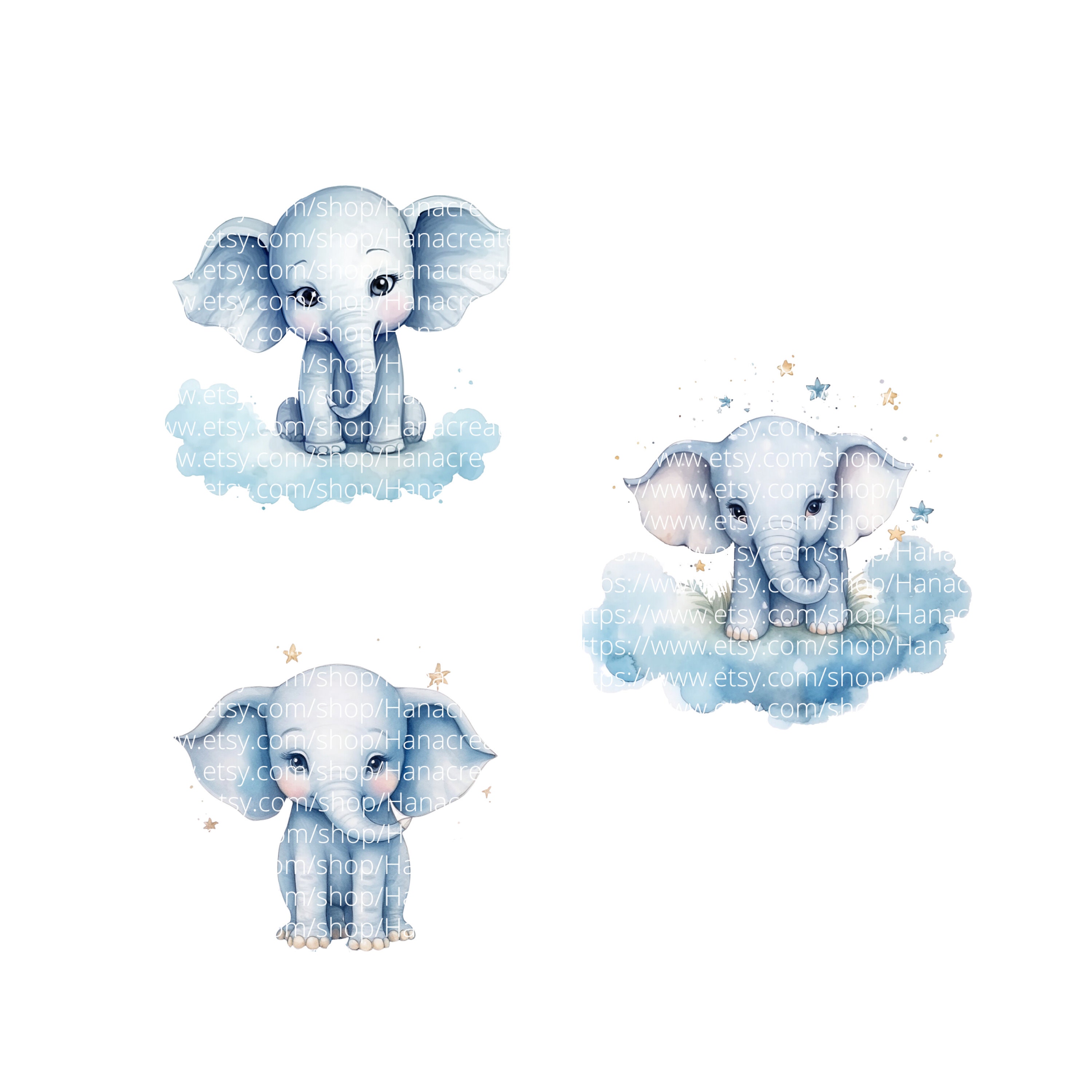 Set of 14 Cute Blue Elephant Clipart for Kids and Nursery - Etsy