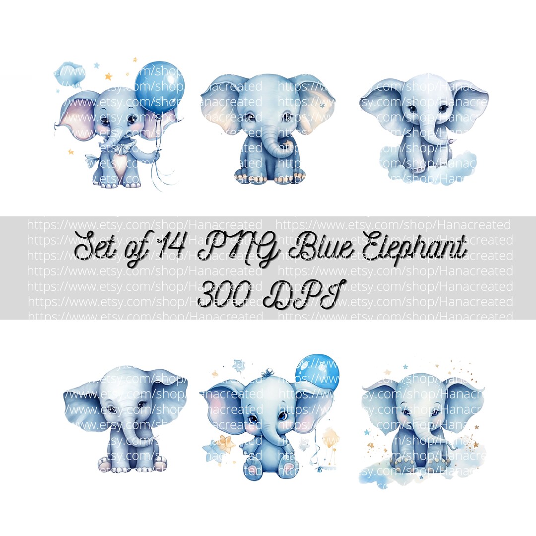 Set of 14 Cute Blue Elephant Clipart for Kids and Nursery - Etsy