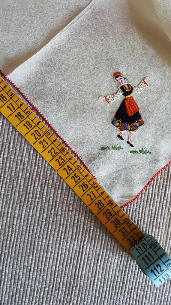Soviet Union 1980s hand embroidered silk handkerchief - Gem