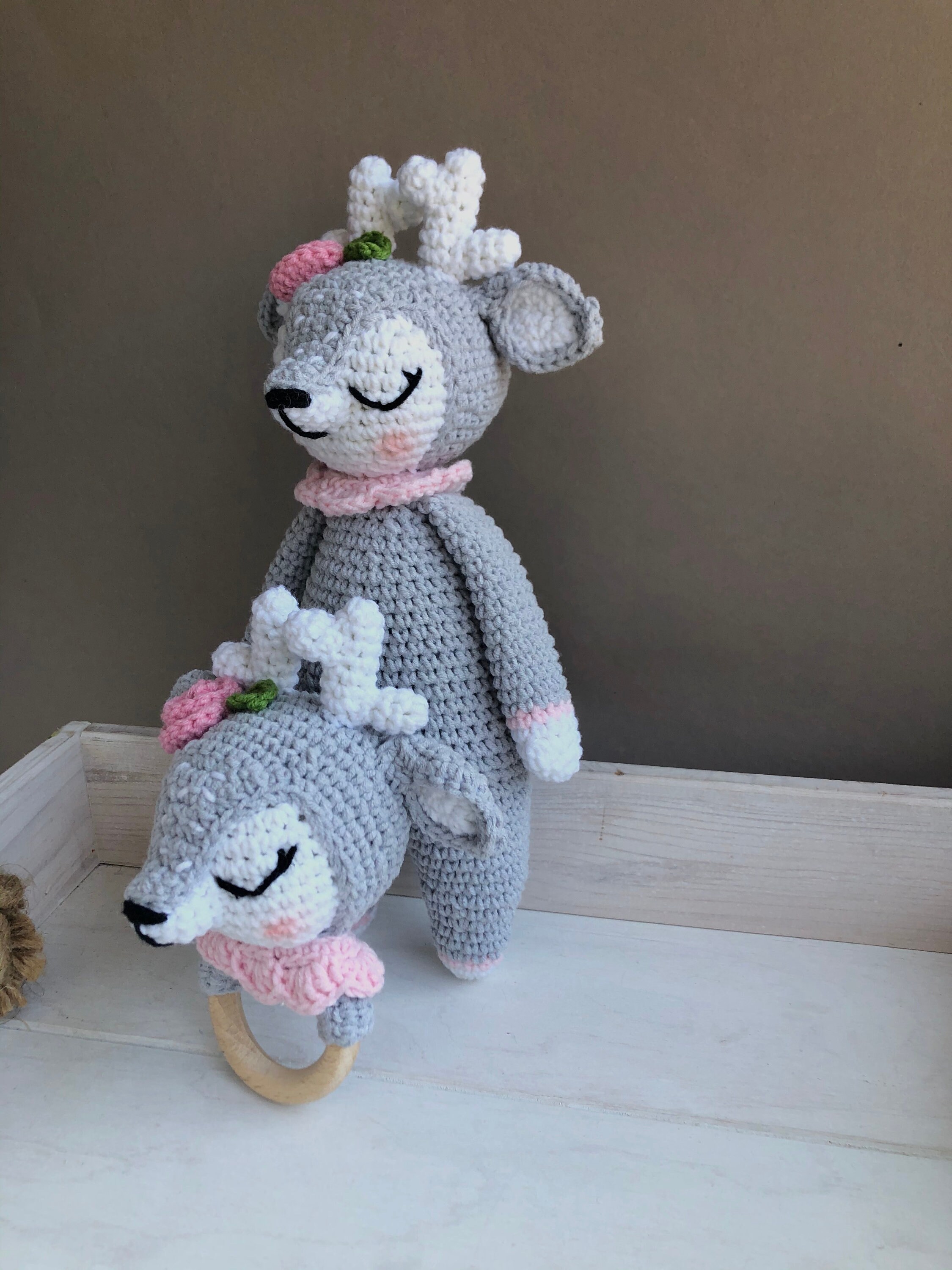 Stuffed Deer Toy for Baby Girl, Deer Nursery Decor, Deer Rattle ...