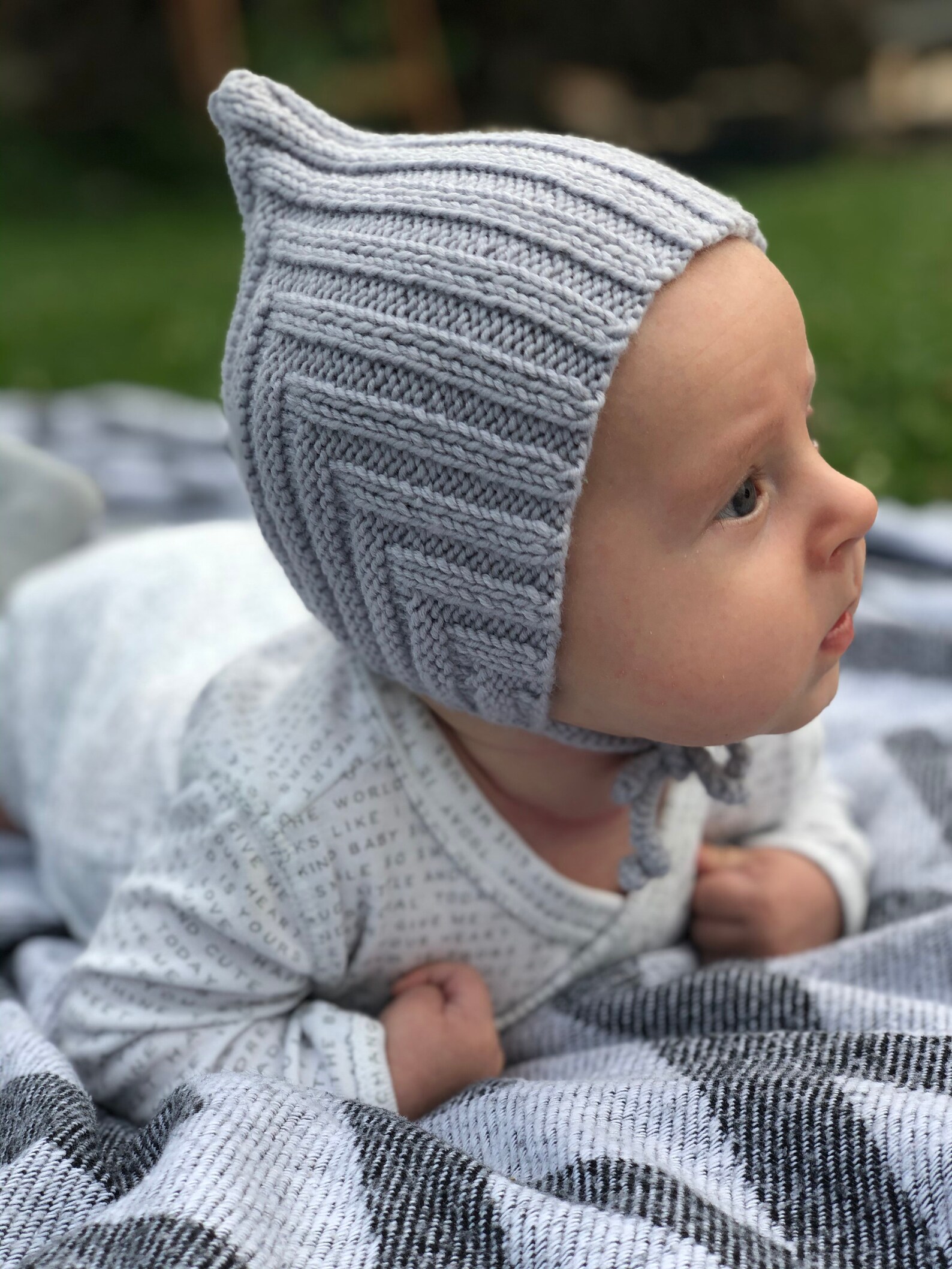 Gray wool pixie baby bonnet Newborn hospital hat for gift | Etsy
