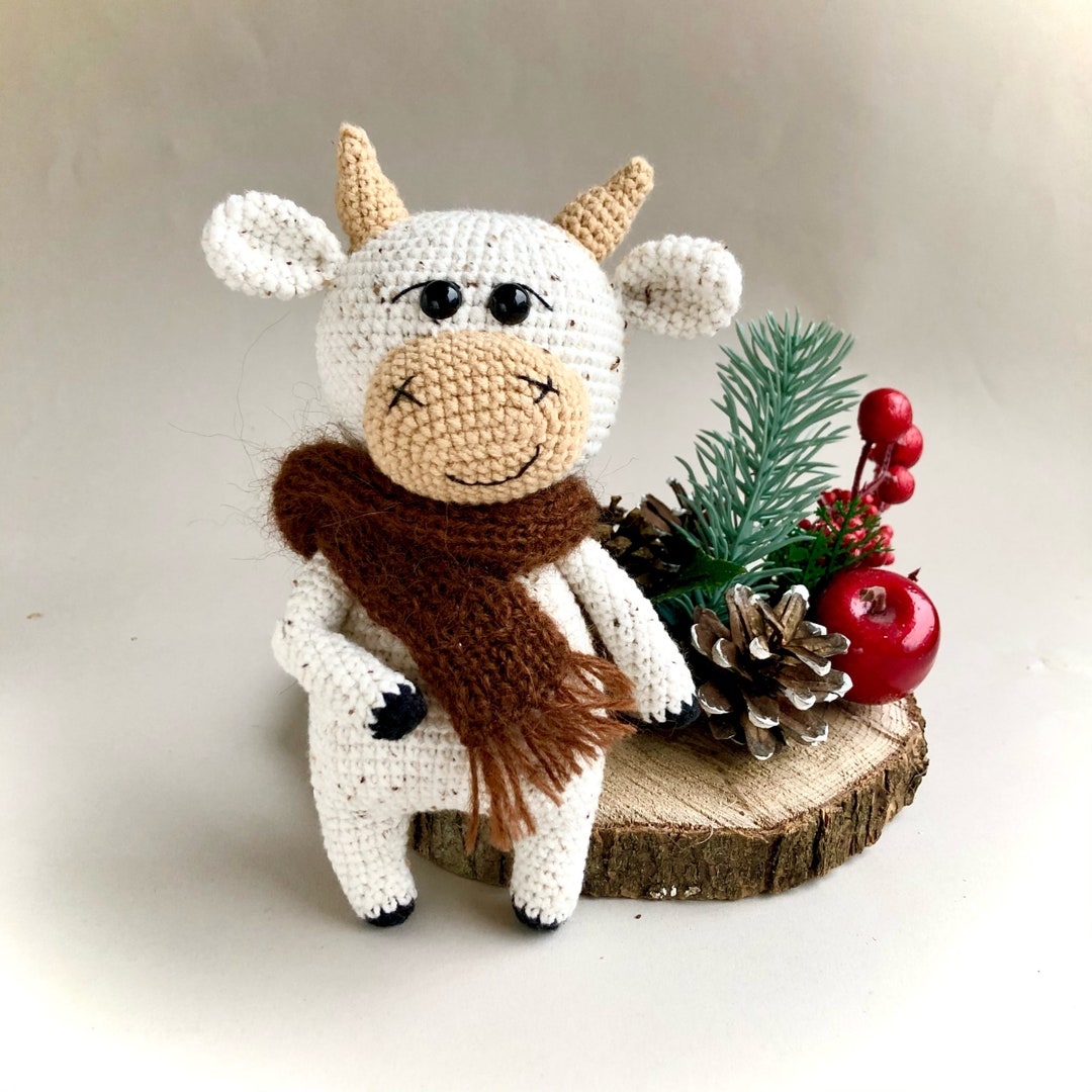 Little Bull With Scarf for Baby Gift, Stuffed Bull Toy for Baby, Bull ...