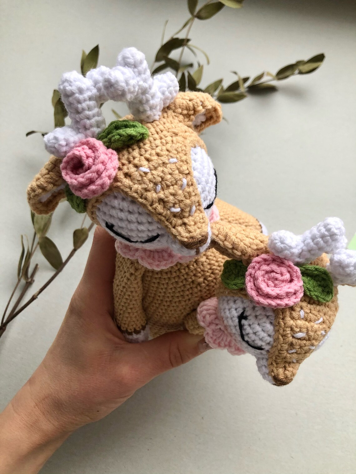 Stuffed Deer Toy for Baby Girl, Deer Nursery Decor, Deer Rattle ...