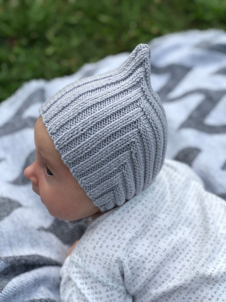 Gray Wool Pixie Baby Bonnet Newborn Hospital Hat for Gift | Etsy