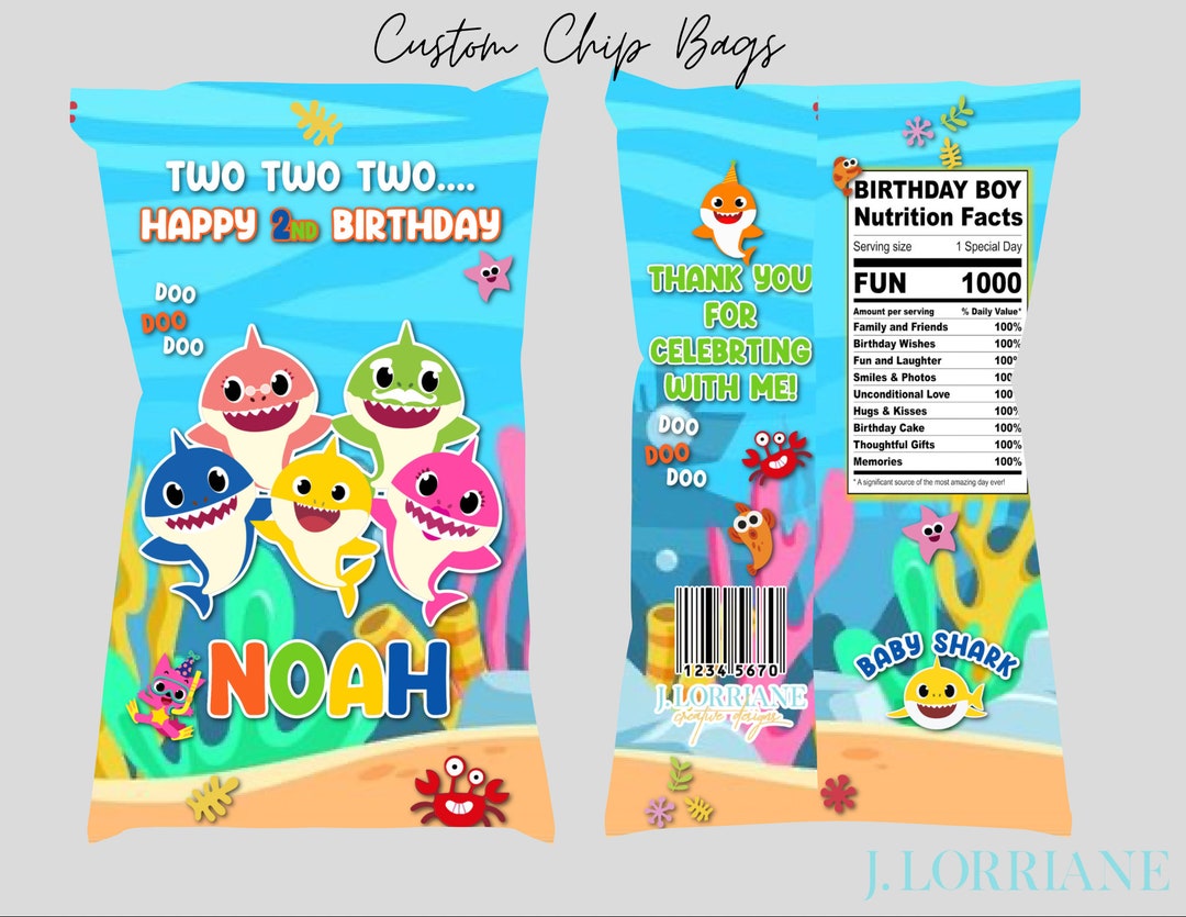 Custom Digital Baby Shark Chip Bag - Etsy