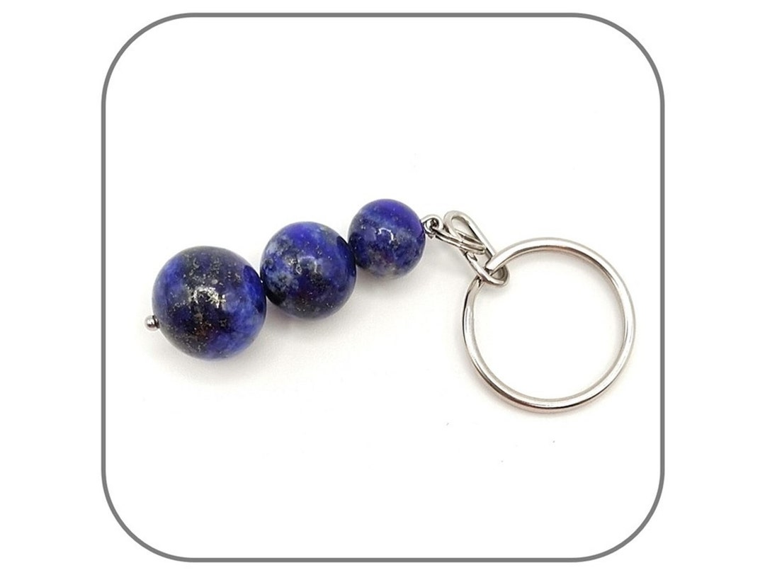 Lapis Lazuli Keychain Natural Stone Round and Smooth 10-12-14mm for Men ...