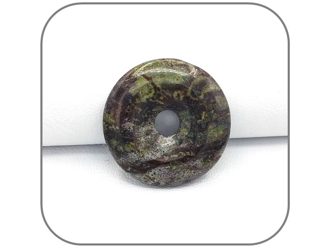Donut Pendant, 3cm Natural Stone, Dragon's Blood Jasper, Heliotrope ...