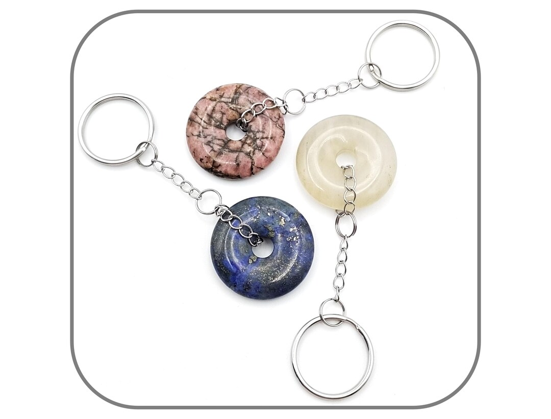 Donut Key Ring Natural Stone 3cm of Your Choice for Women or Men ...