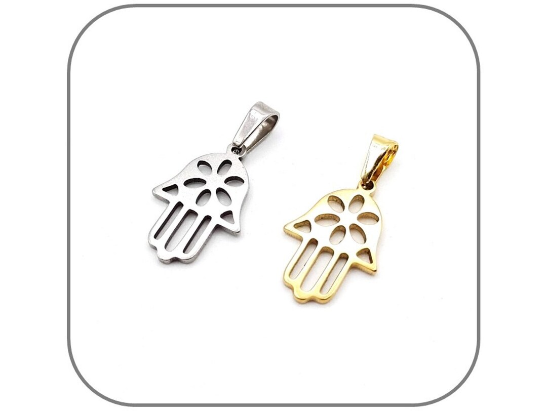 Fatima Hand Pendant With Flower, Silver Steel, for Women. Matching ...