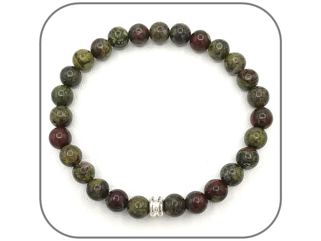 Dragon Blood Jasper Heliotrope Bracelet 8mm Round Natural Stone for Men ...