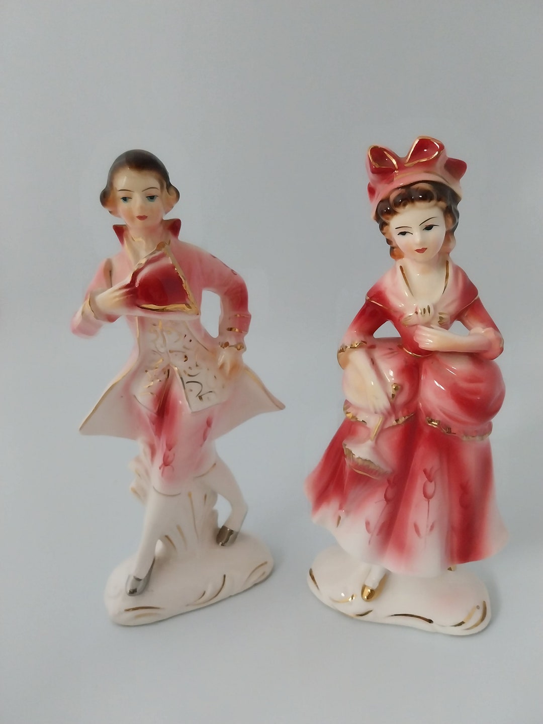 1950s Regency Style China Figurines of a Man & Woman Dressed in Shades ...