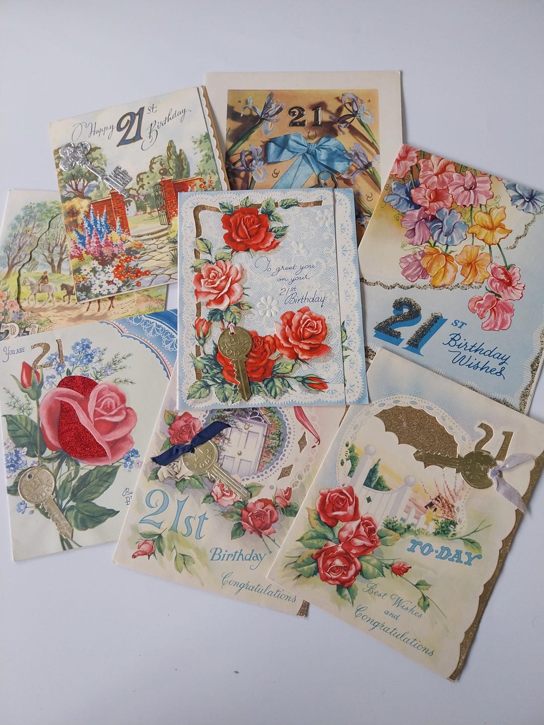 1950's 21st Birthday Cards. Set of 8 Cards From 1956. Used Vintage ...