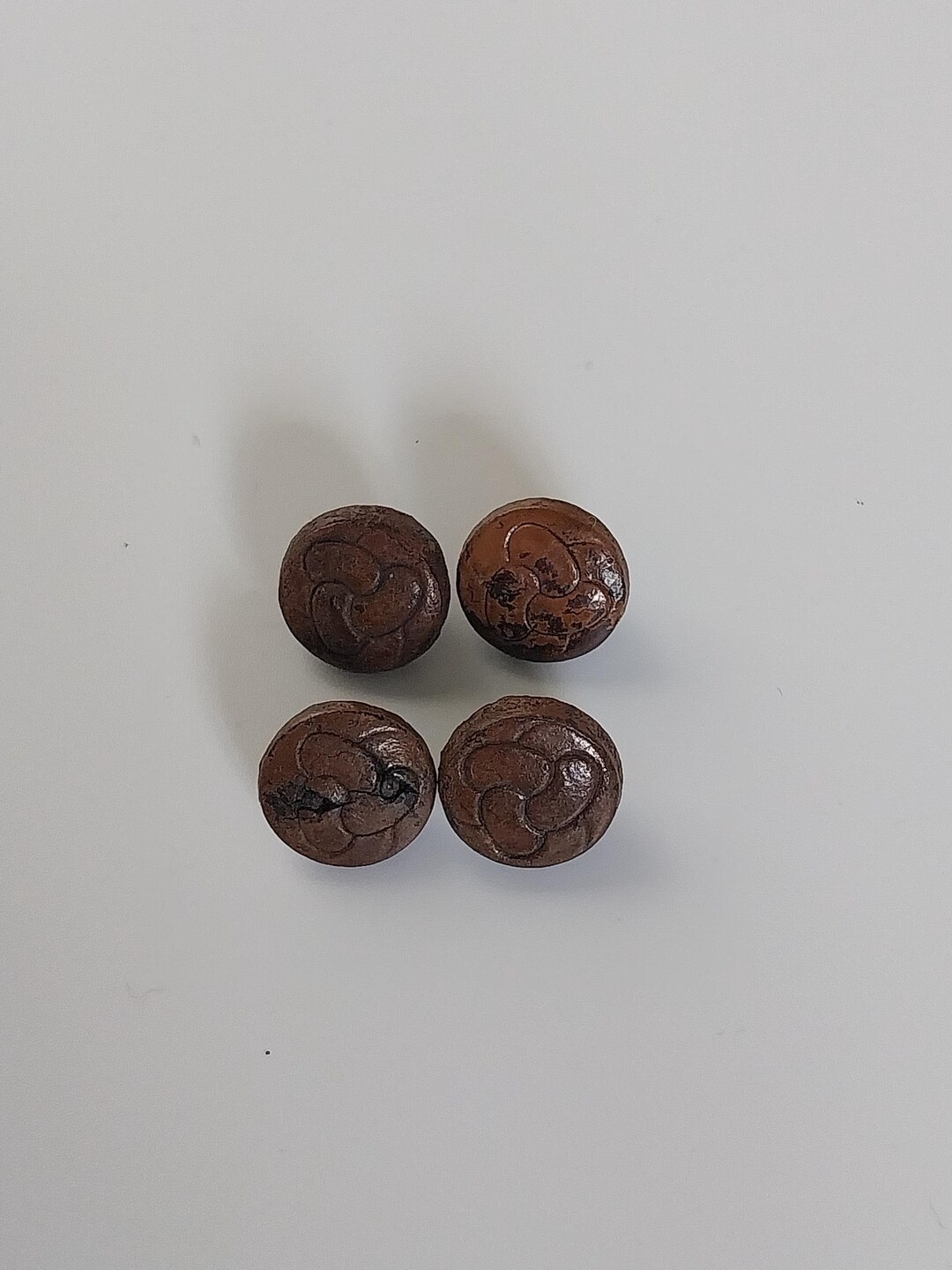 Vintage Leather Look Buttons With Metal Fastening Loops. 1960s Set of 4 ...