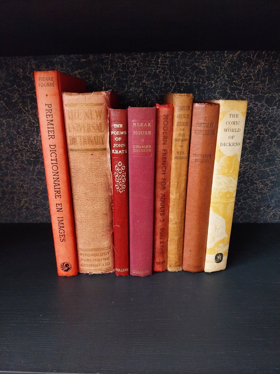 Vintage Red Book Stack for Home Decor 8 Books Perfect for Ready Made ...