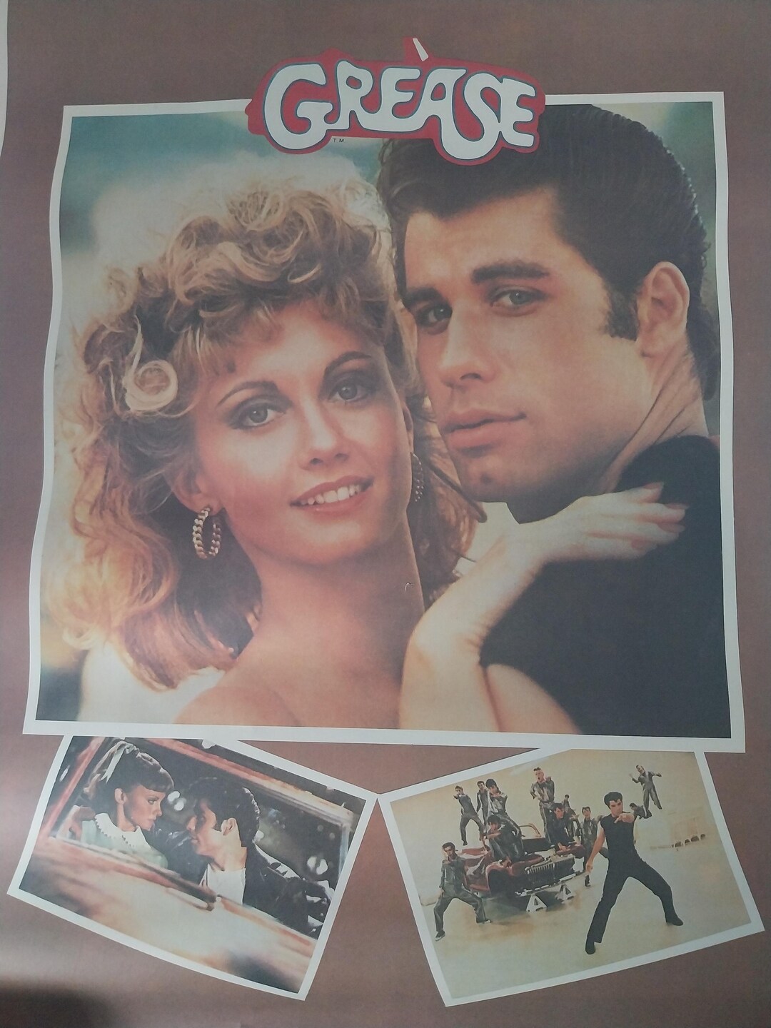 1970s Grease Film Poster of John Travolta and Olivia Newton John as ...
