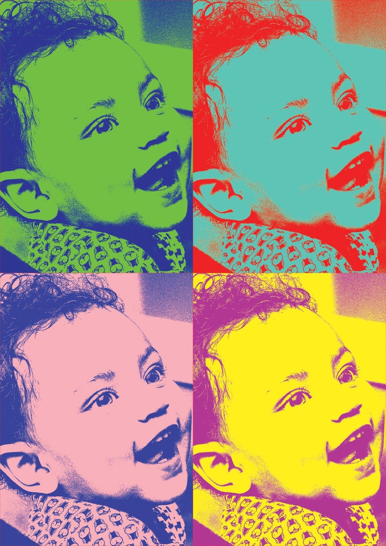 POP ART Andy Warhol A3 Printable Portrait. Personalized Quartet Poster ...