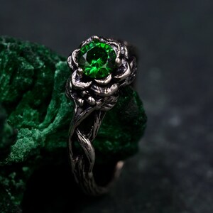 Enchanted Forest Emerald Ring - Celtic Twig & Lotus Design, Whimsical ...