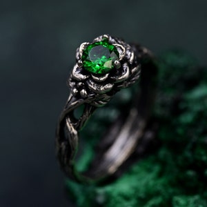 Enchanted Forest Emerald Ring - Celtic Twig & Lotus Design, Whimsical ...