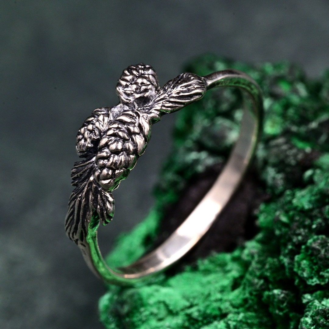 Handcrafted Pine Cone Ring - Elegant Sterling Silver Nature-inspired ...