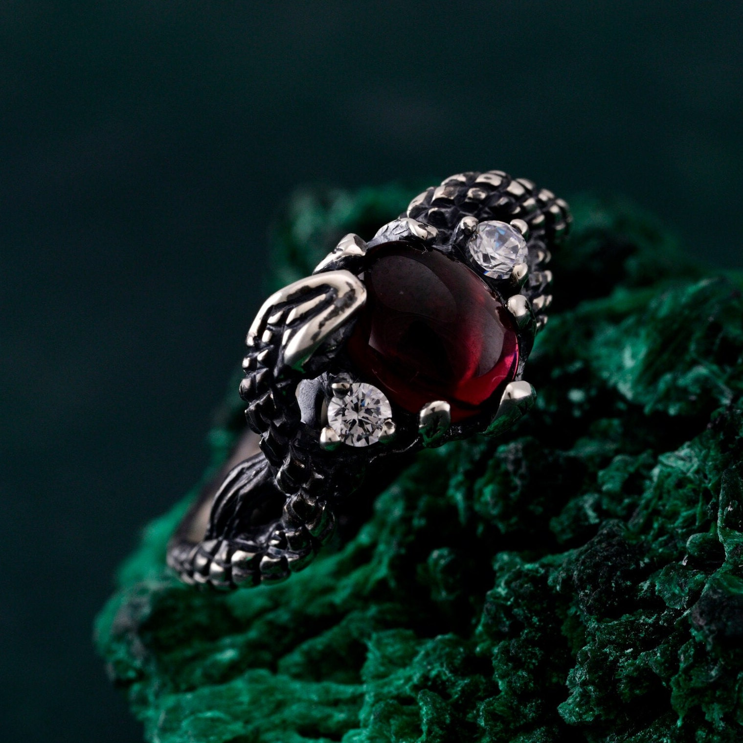 Thorn Snake Ring - Goth Serpent Design - Silver Dragon Scale Jewelry ...