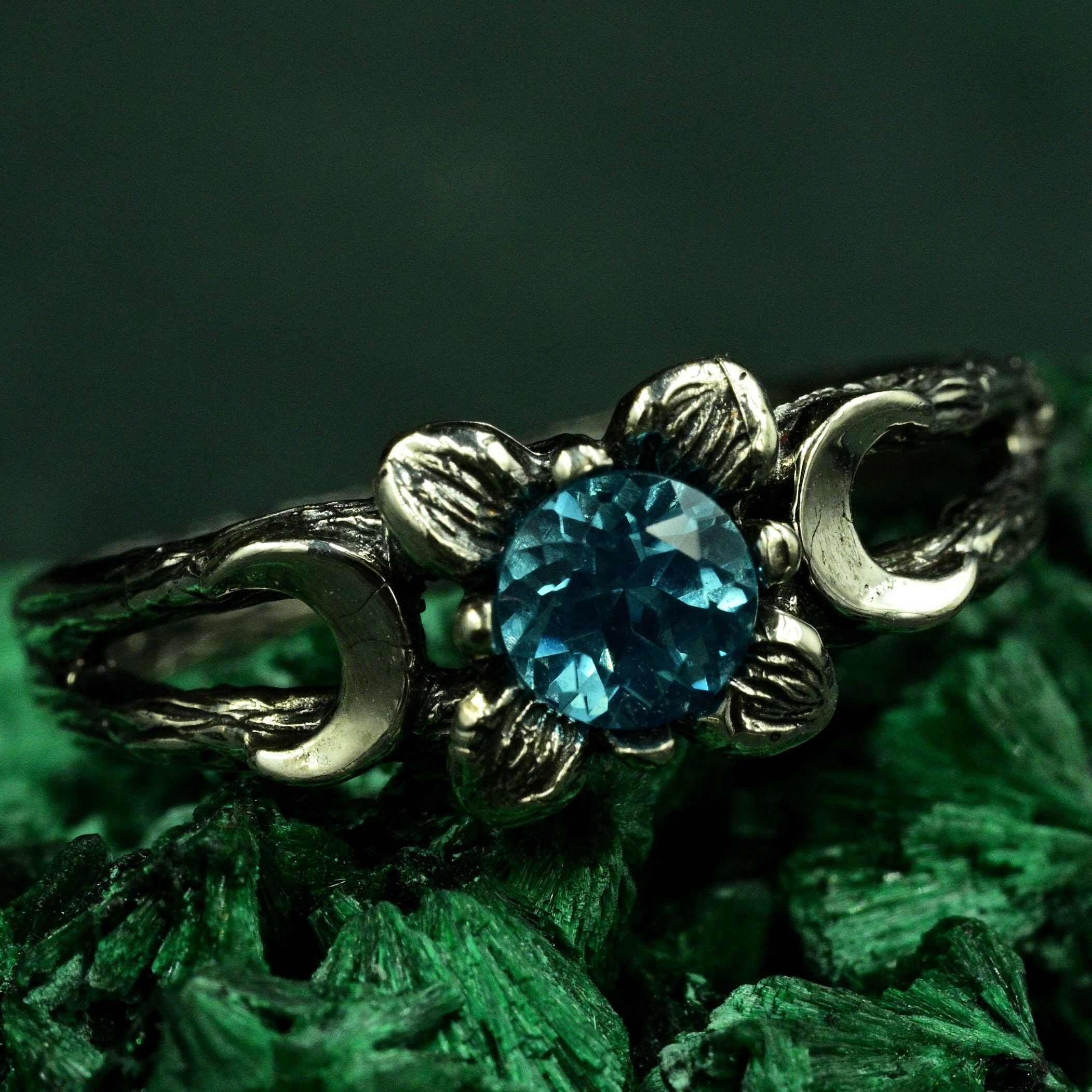 Mystic Topaz Lunar Ring Triple Moon Goddess Ring Silver Moon - Etsy