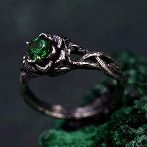 Enchanted Forest Emerald Ring - Celtic Twig & Lotus Design, Whimsical ...
