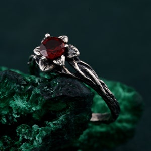 Woodland Whispers Ring, Enchanted Forest Ring, Blossom Twig Ring, Whimsical Vine Ring, Unique ...