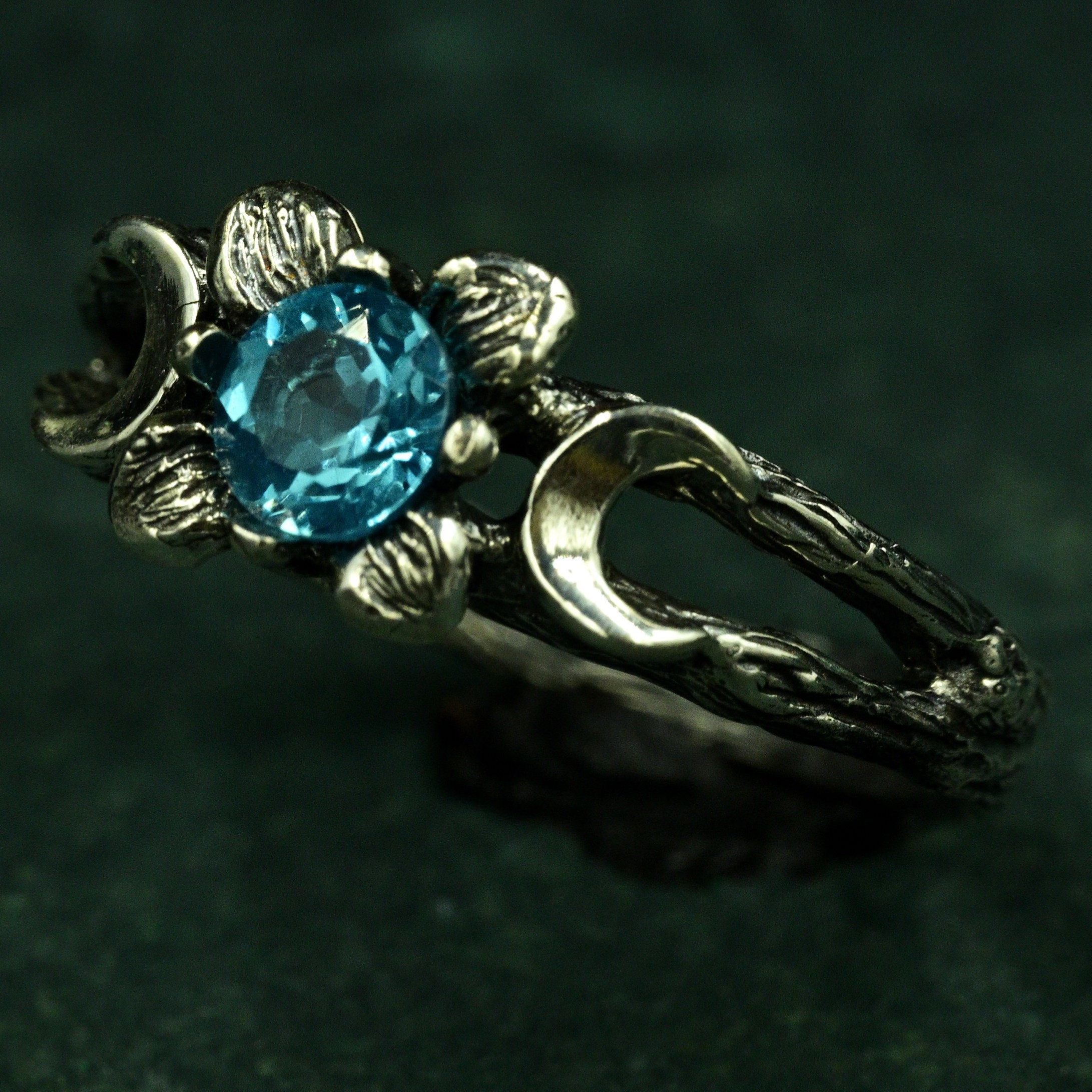 Mystic Topaz Lunar Ring Triple Moon Goddess Ring Silver Moon - Etsy