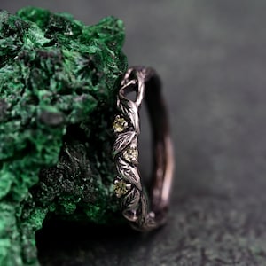 Nature-inspired Silver Branch Ring, Stunning Three-stone Peridot Ring ...