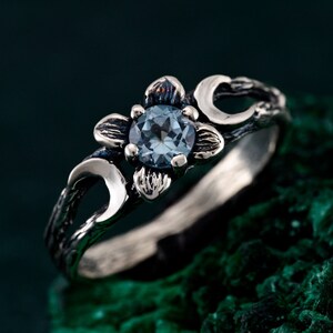 Mystic Topaz Lunar Ring, Triple Moon Goddess Ring, Silver Moon Trio ...