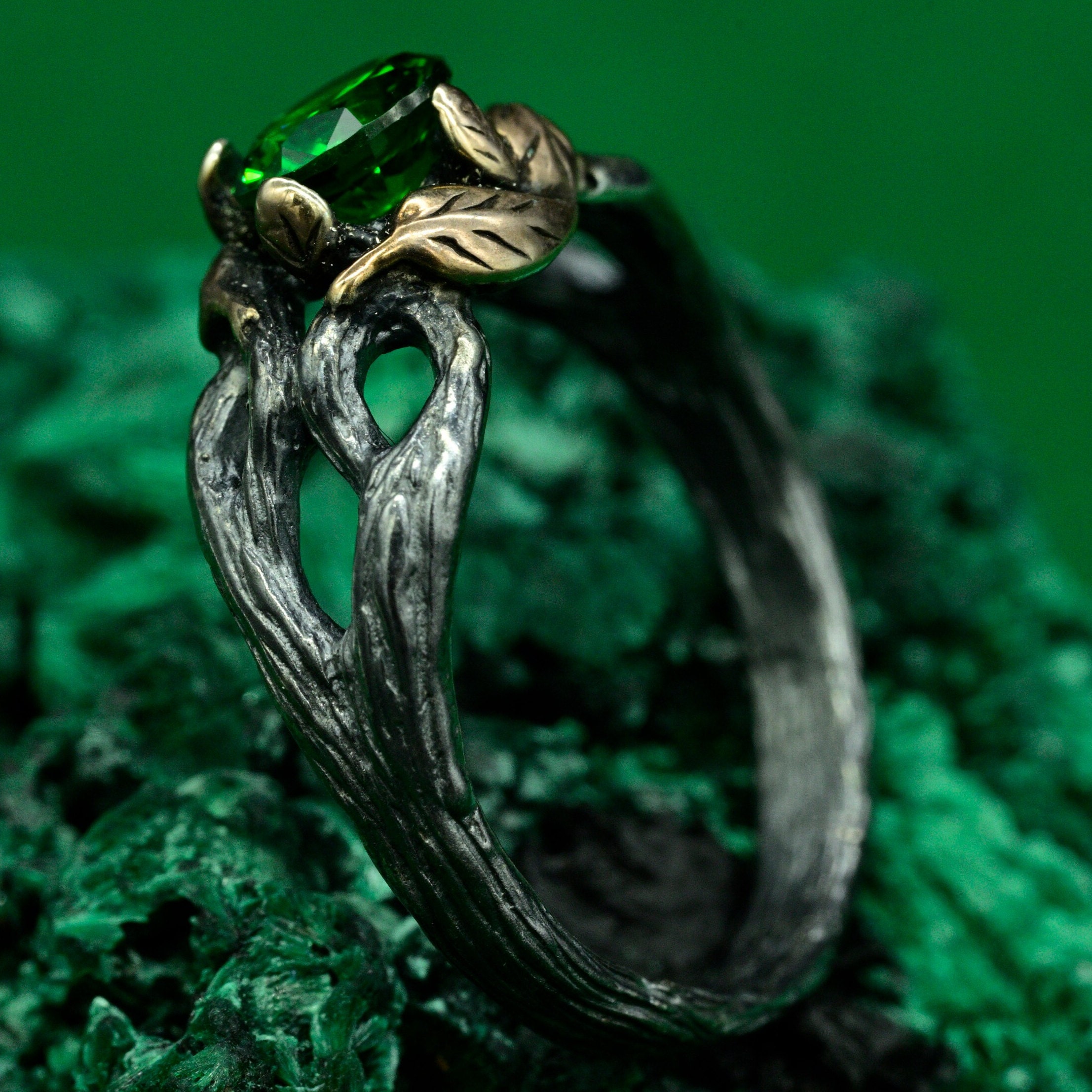 Forest Ring With Emerald, Ring of Natural Beauty, Ring With Branch and ...