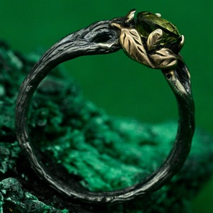 Mystical Forest Ring, Forest Ring With Peridot, Ring of Natural Beauty, Ring With Branch and ...