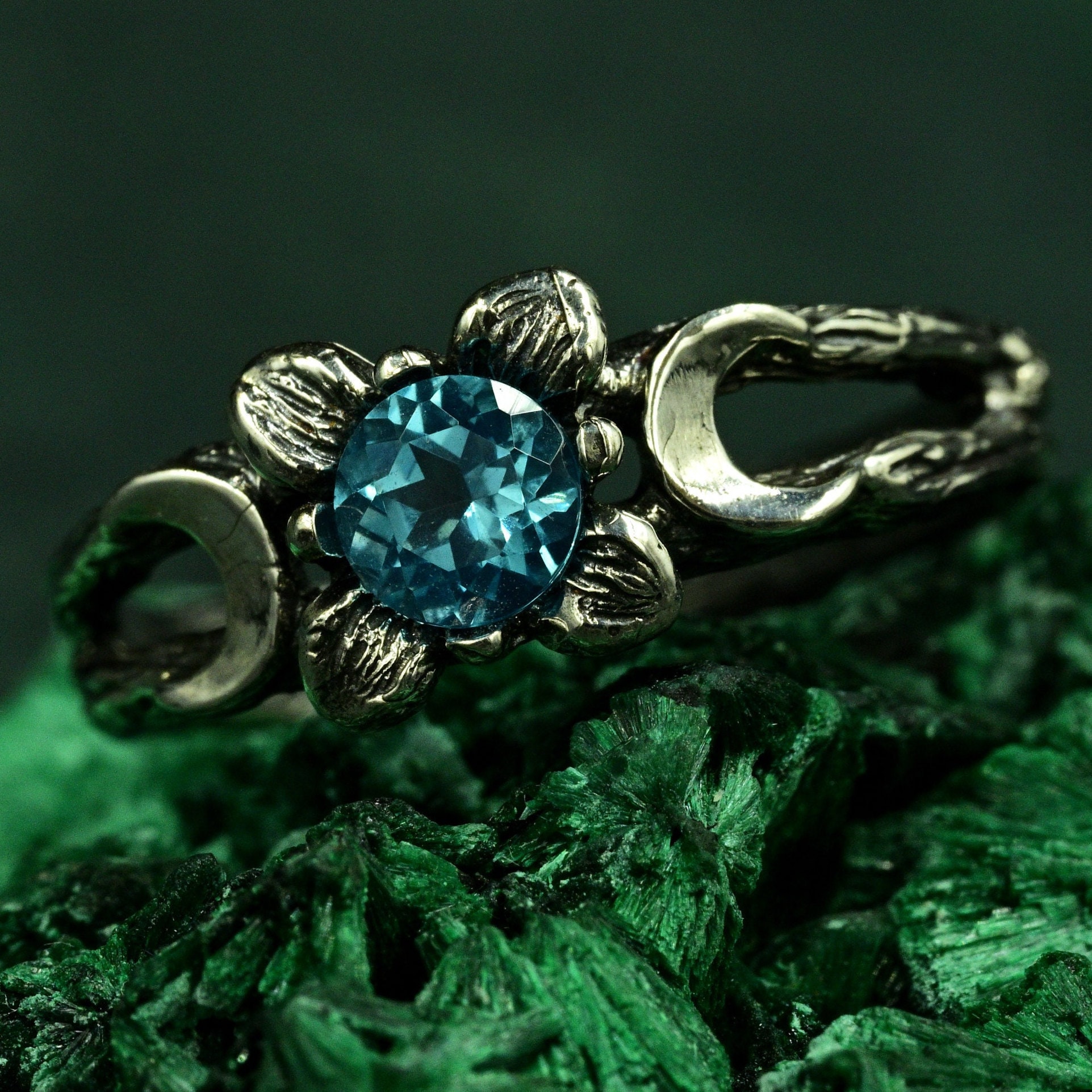 Mystic Topaz Lunar Ring Triple Moon Goddess Ring Silver Moon - Etsy