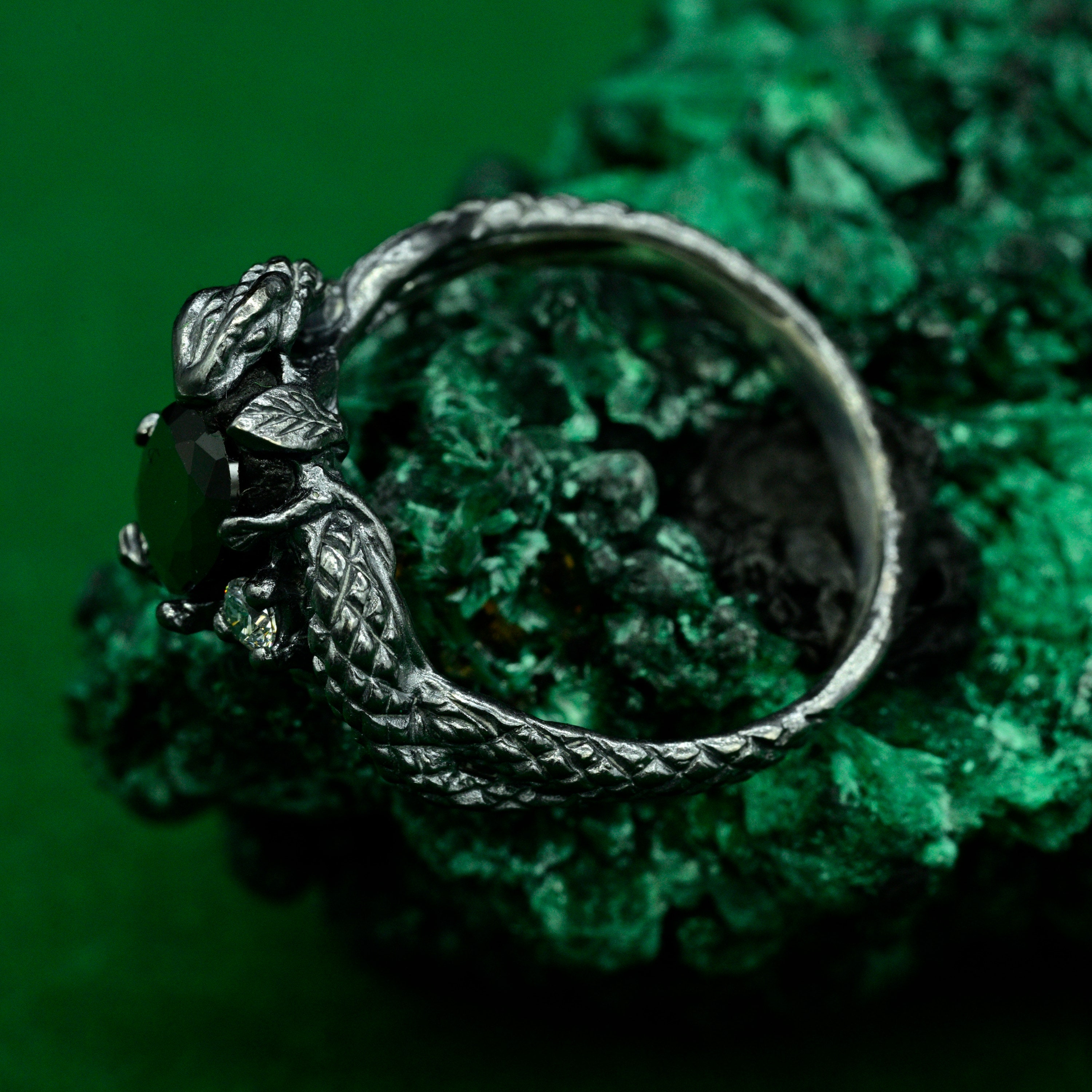 Thorn Snake Ring - Goth Serpent Design - Silver Dragon Scale Jewelry ...
