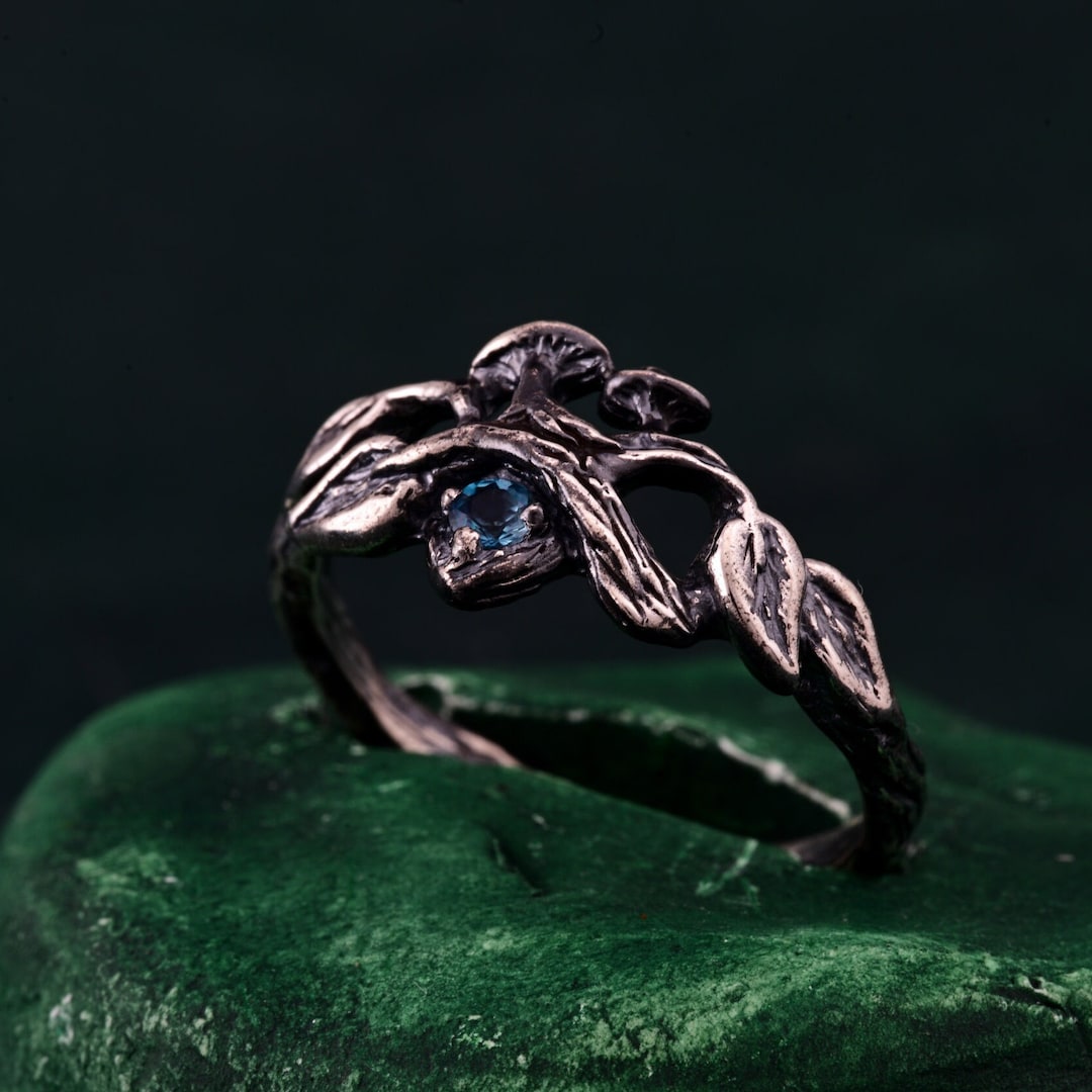 Gothic Witch Rings With Topaz, Unisex Gothic Wedding Ring, Witchy ...