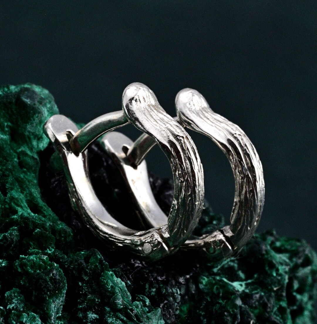 Handcrafted Sterling Silver Wood Texture Earrings, Nature-inspired ...