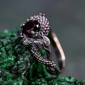 Silver Dragon Scale Ring - Mystical & Handcrafted, Enchanted Fantasy Jewelry, Unique Dragon ...