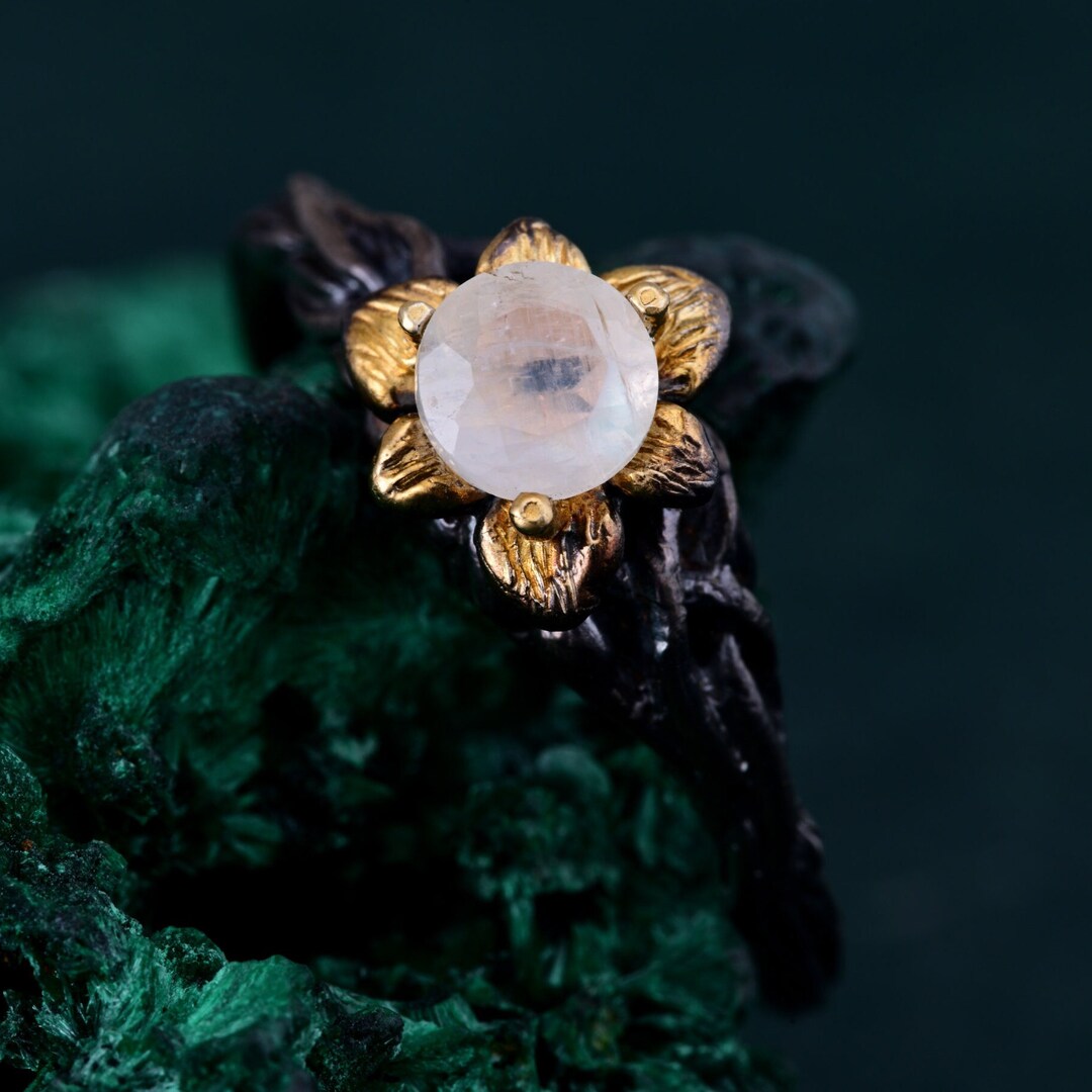 Enchanted Forest Ruby Ring, Ruby Blossom Twig Ring, Woodland Whispers ...