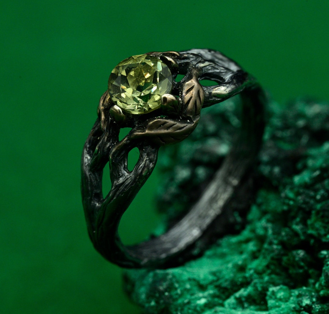 Forest Ring With Peridot, Ring of Natural Beauty, Ring With Branch and ...