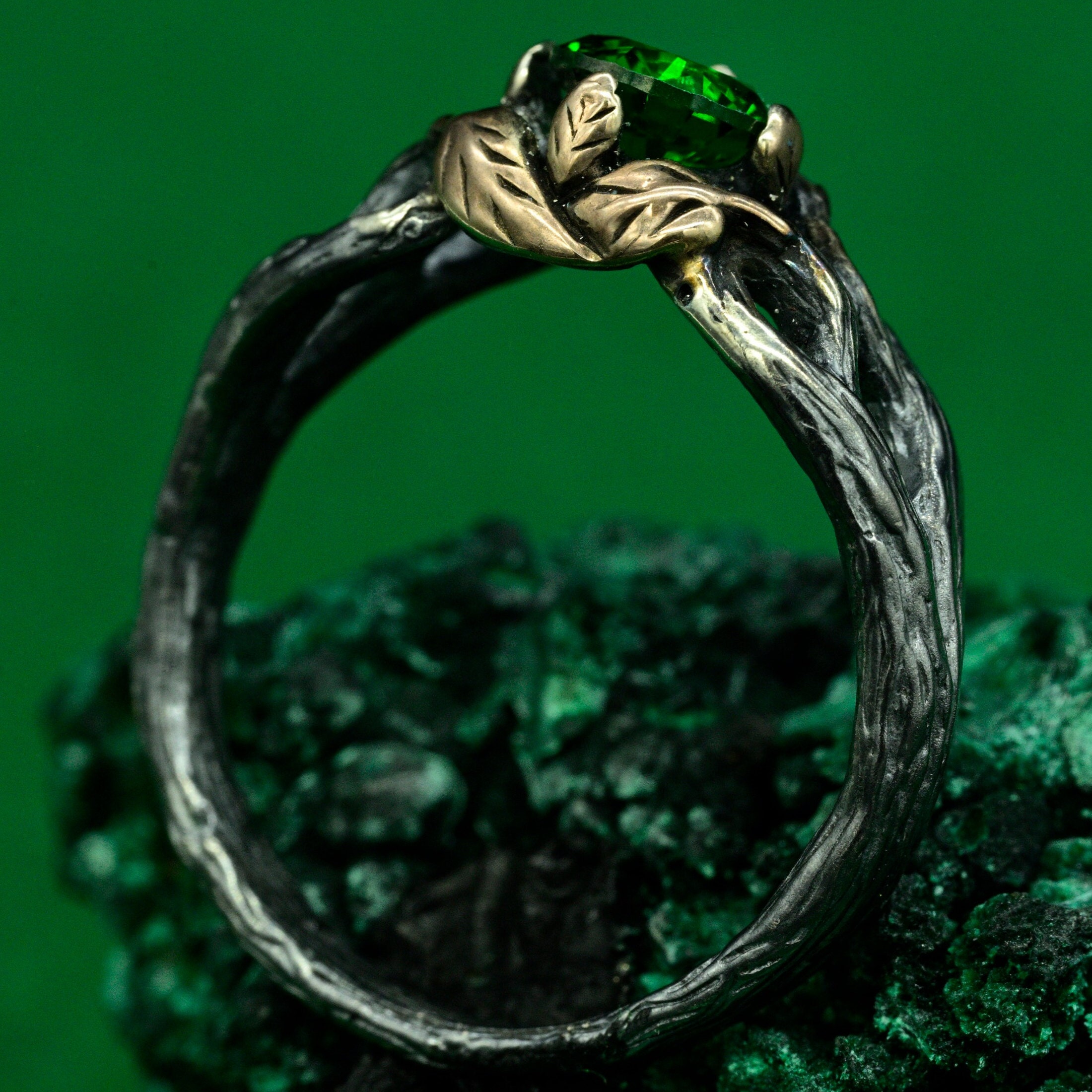 Forest Ring With Emerald, Ring of Natural Beauty, Ring With Branch and ...