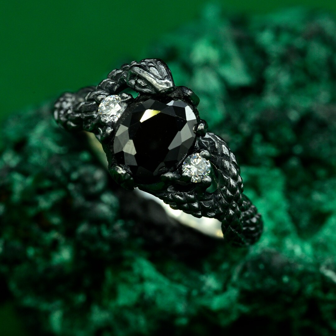 Thorn Snake Ring - Goth Serpent Design - Silver Dragon Scale Jewelry ...