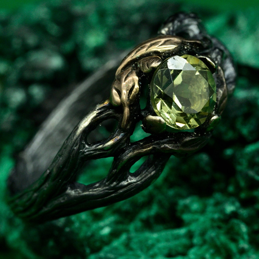 Ring of Natural Beauty, Forest Ring With Peridot, Ring With Branch and ...