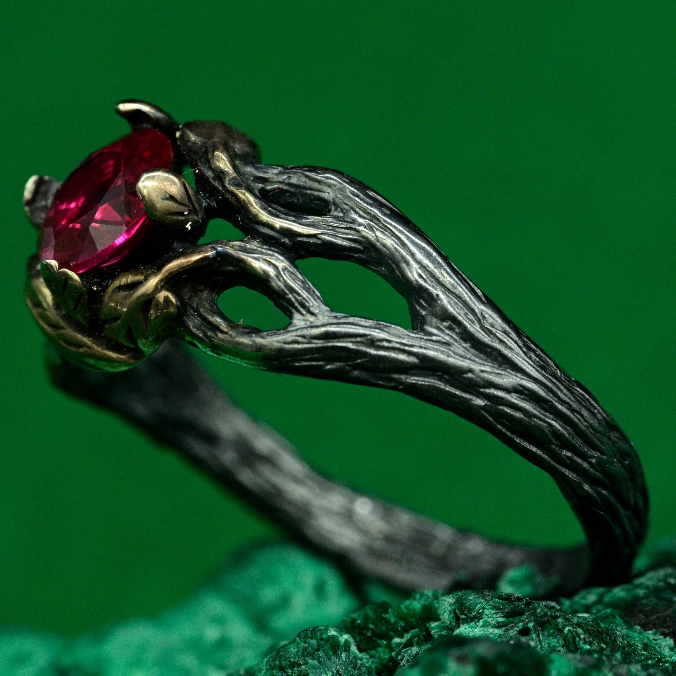 Mystical Forest Ring, Forest Ring With Ruby, Ring of Natural Beauty ...