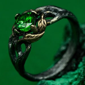 Forest Ring With Emerald, Ring of Natural Beauty, Ring With Branch and ...