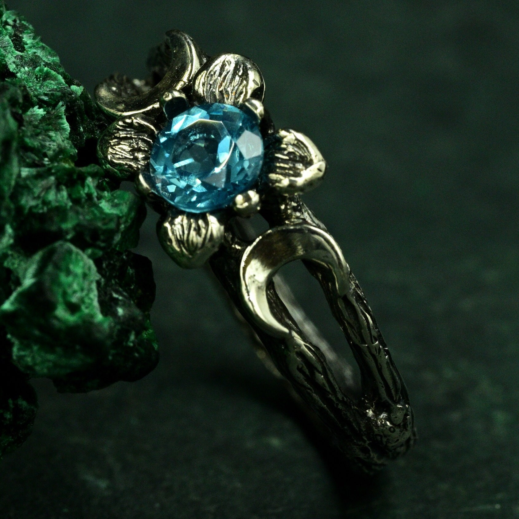 Mystic Topaz Lunar Ring Triple Moon Goddess Ring Silver Moon - Etsy