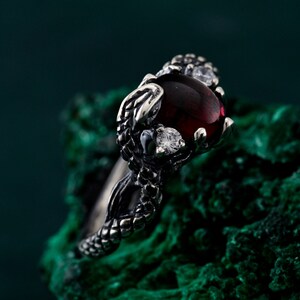 Thorn Snake Ring - Goth Serpent Design - Silver Dragon Scale Jewelry ...