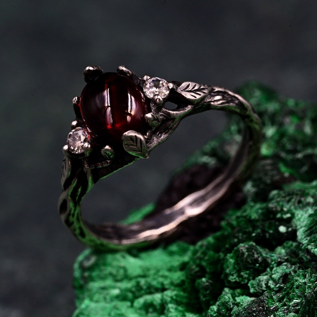 Vintage Fairycore Silver Band - Enchanted Forest Mystical Ring, Unique Ethereal Floral Jewelry ...