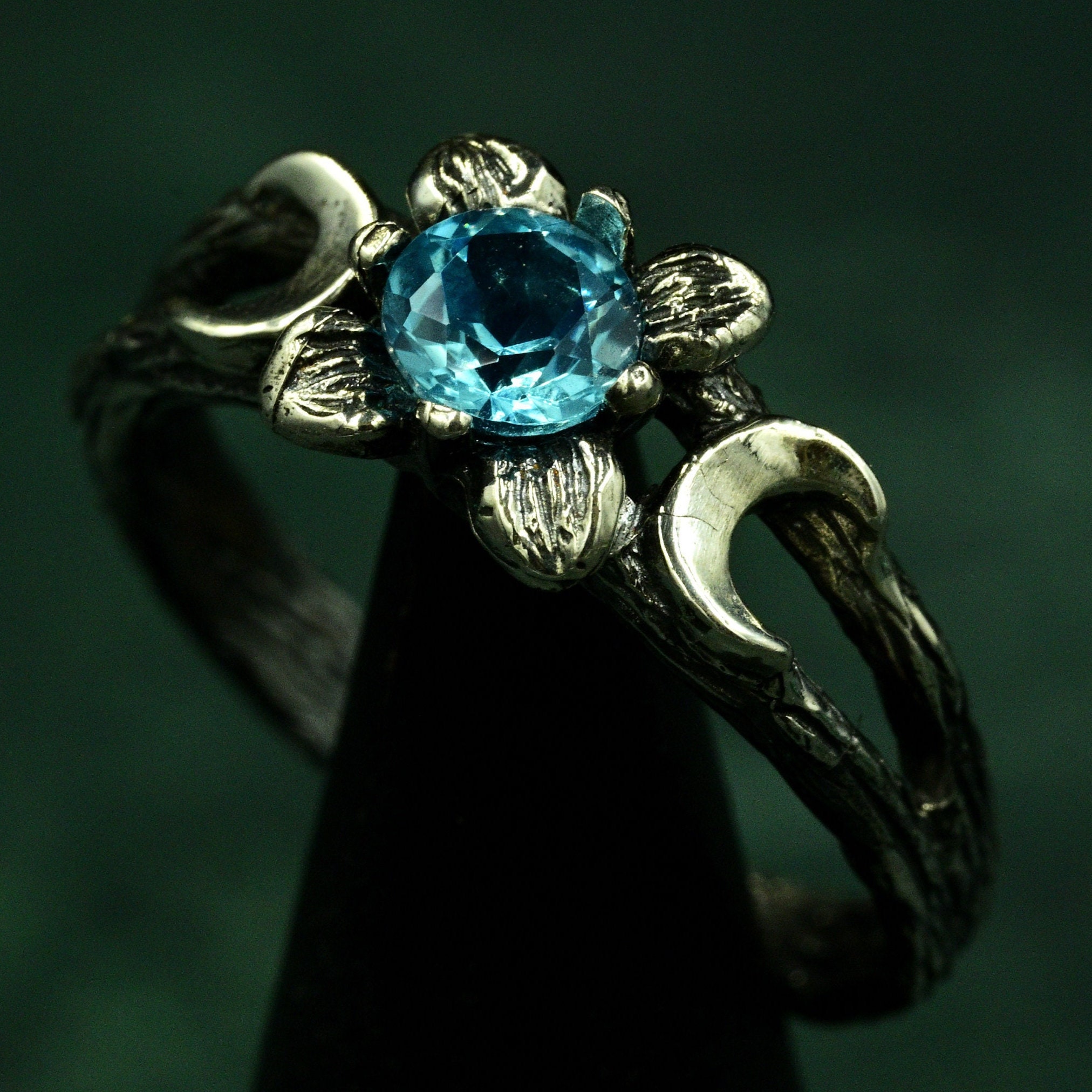 Mystic Topaz Lunar Ring Triple Moon Goddess Ring Silver Moon - Etsy