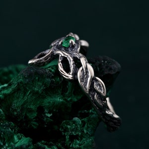Enchanted Silver Leaf Braid Ring - Fairy-inspired Wood Bark Branch ...