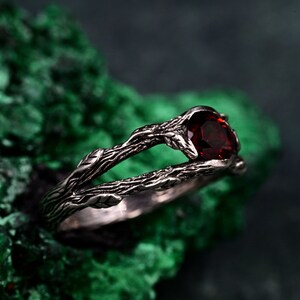 Unique Garnet Celtic Ring With Double Branch, Woodland Nature ...